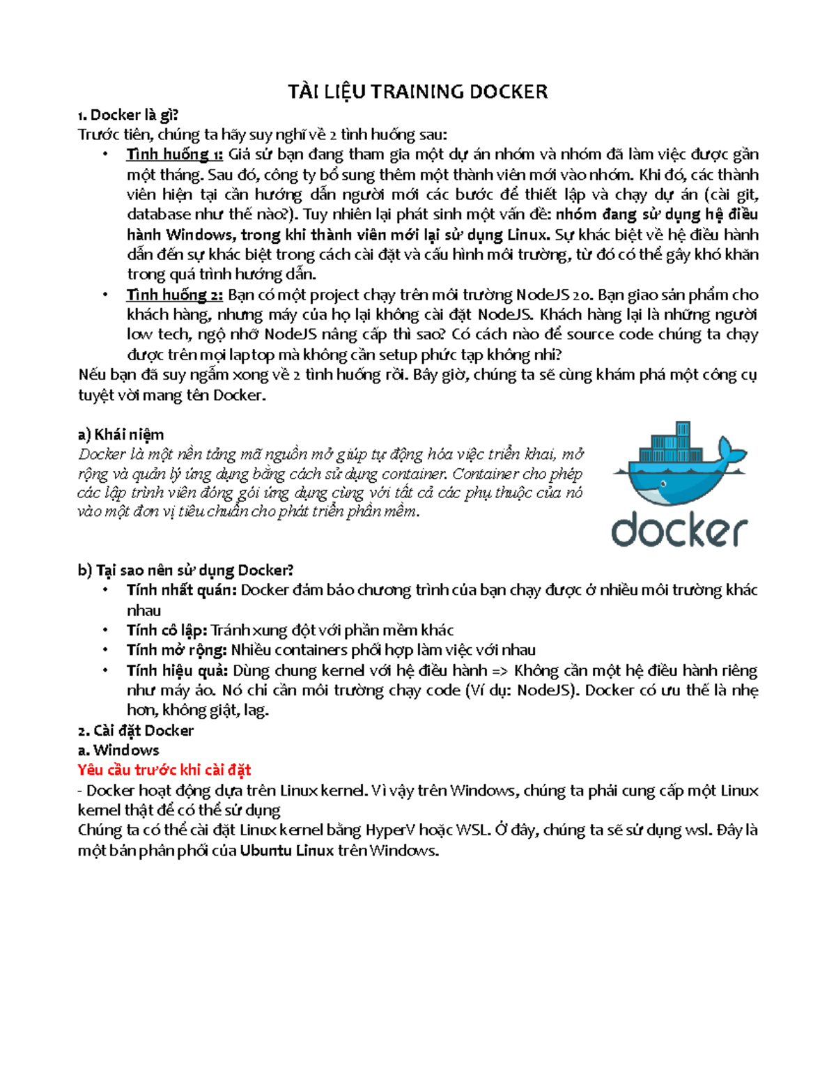 Tài Liệu Training Docker: Khái Niệm, Cài Đặt và Lệnh Cơ Bản - Studocu