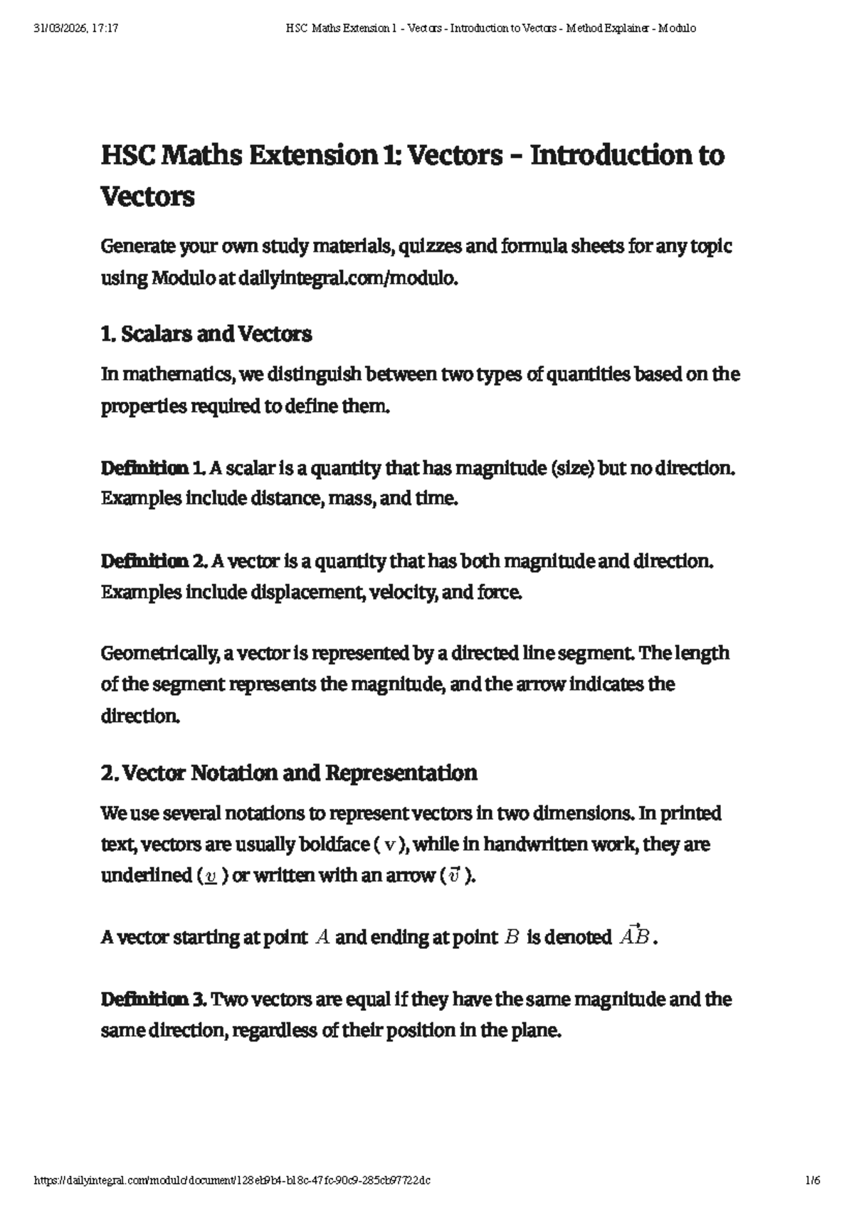 HSC Maths Extension 1: Vectors - Intro to Vectors Method Explainer ...
