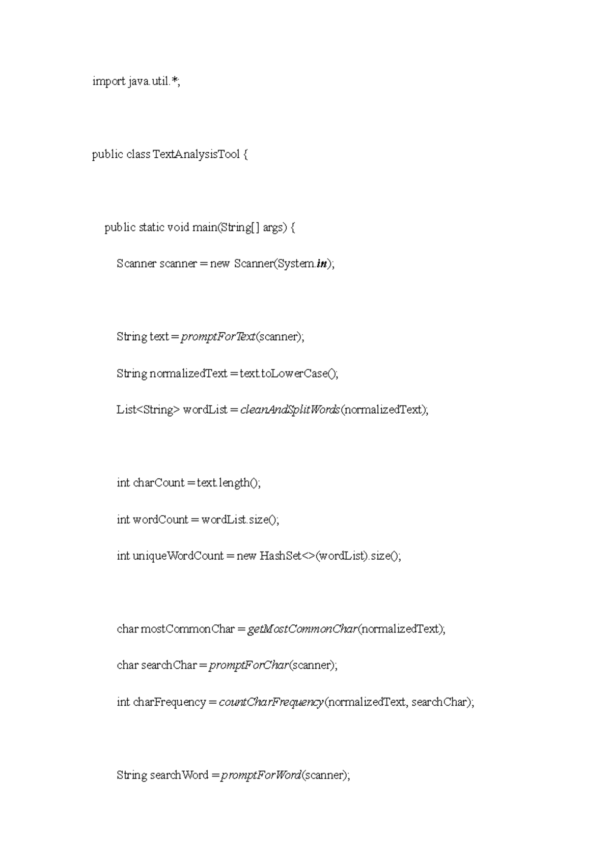 CS 1103 - Text Analysis Tool Programming Assignment - Studocu