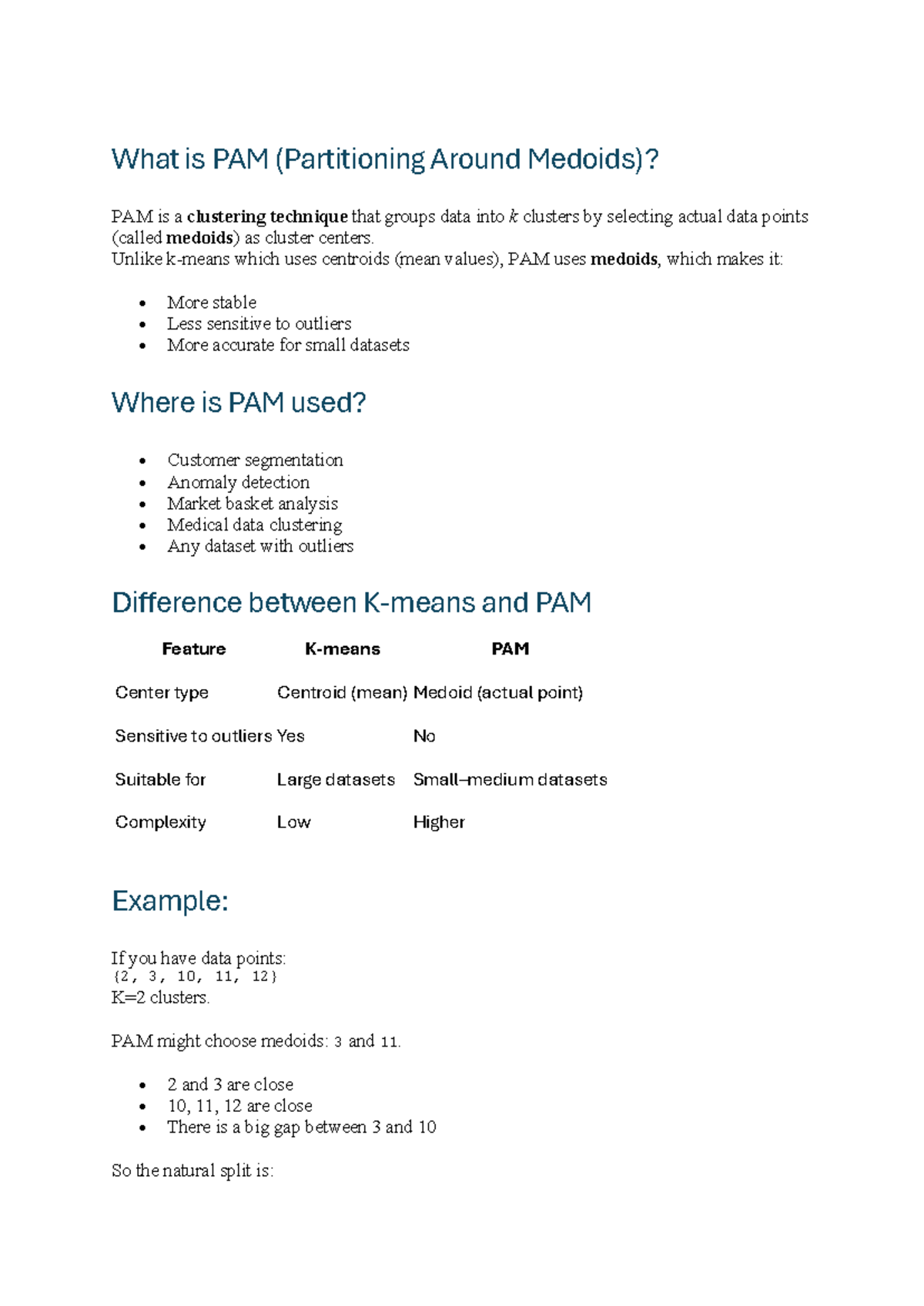 PAM Clustering Technique: Overview and Applications - Studocu