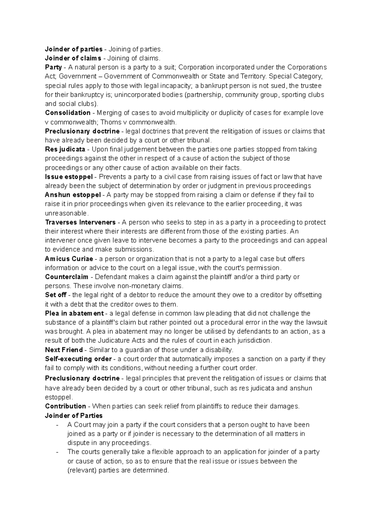 Topic 5: Joinder of Parties, Claims, and Amendments in Law - Studocu