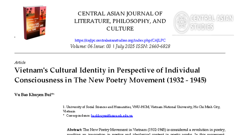 Cultural Identity and Individual Consciousness in Vietnam's New Poetry ...