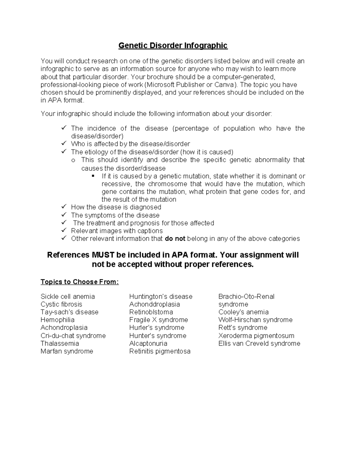 Genetic Disorder Infographic: Research & Design Guide - Studocu