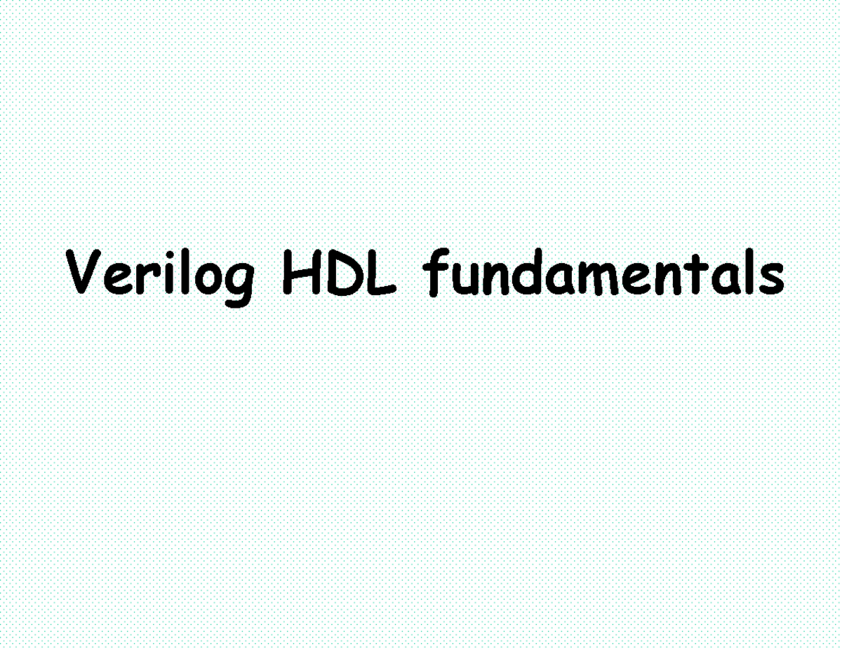 Fundamentals of Verilog HDL for Digital Design Concepts - Studocu