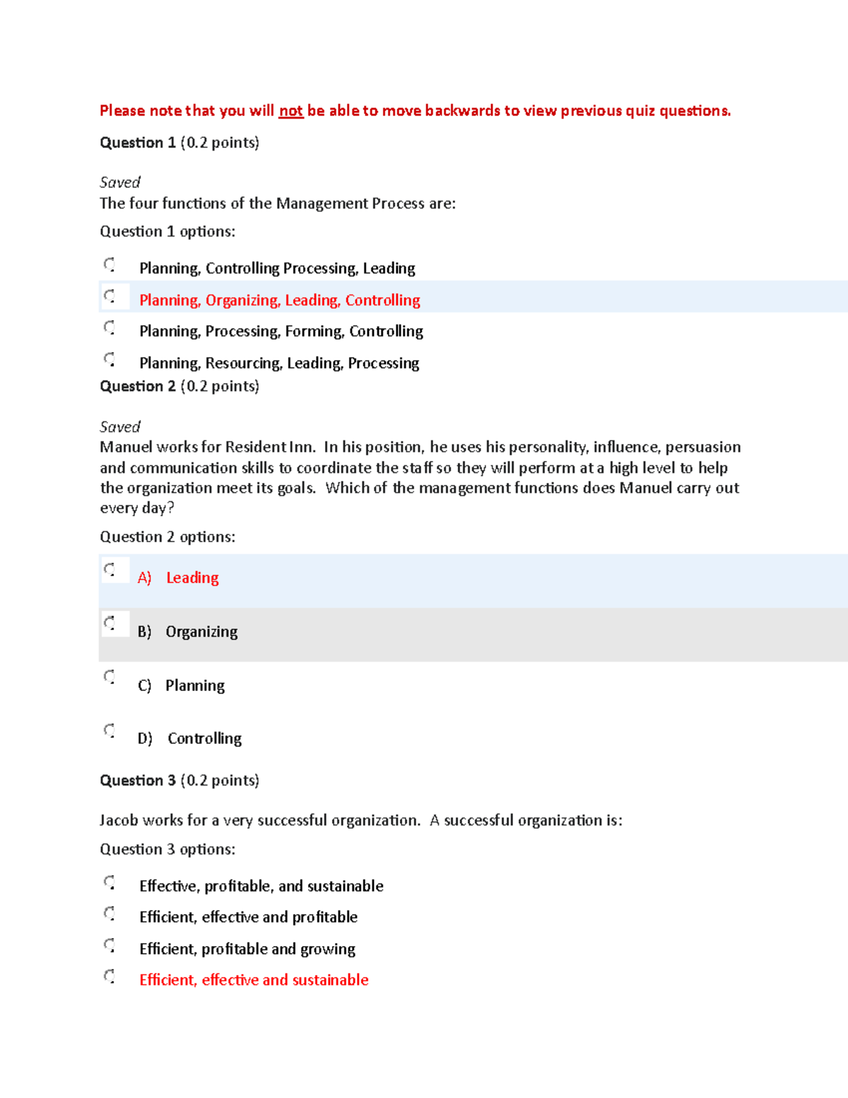 MGMT 101 - Organization Theory Week 2 Quiz 1 Review and Questions - Studocu