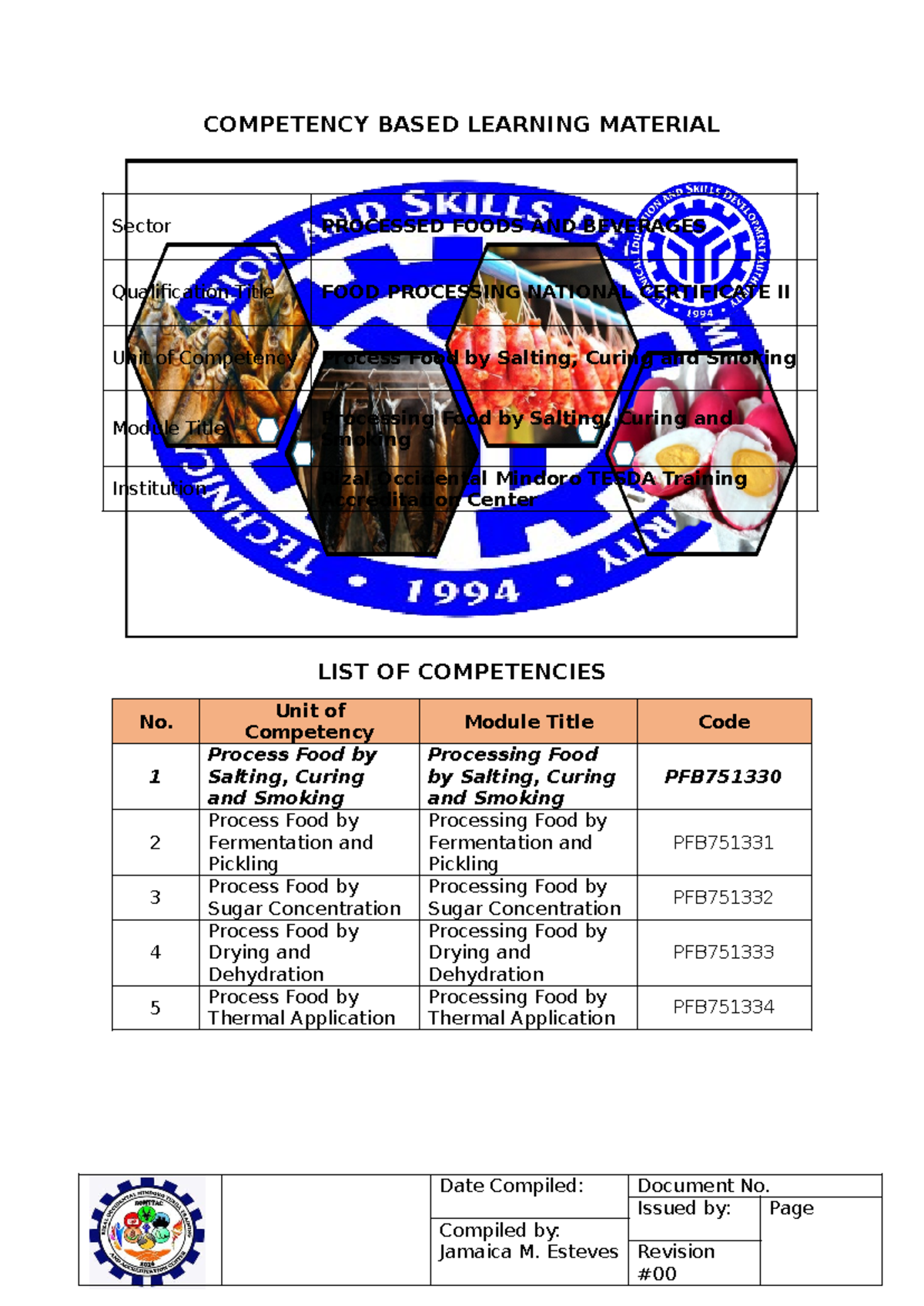 CBLM - Competency-Based Learning Material for Food Processing - Studocu