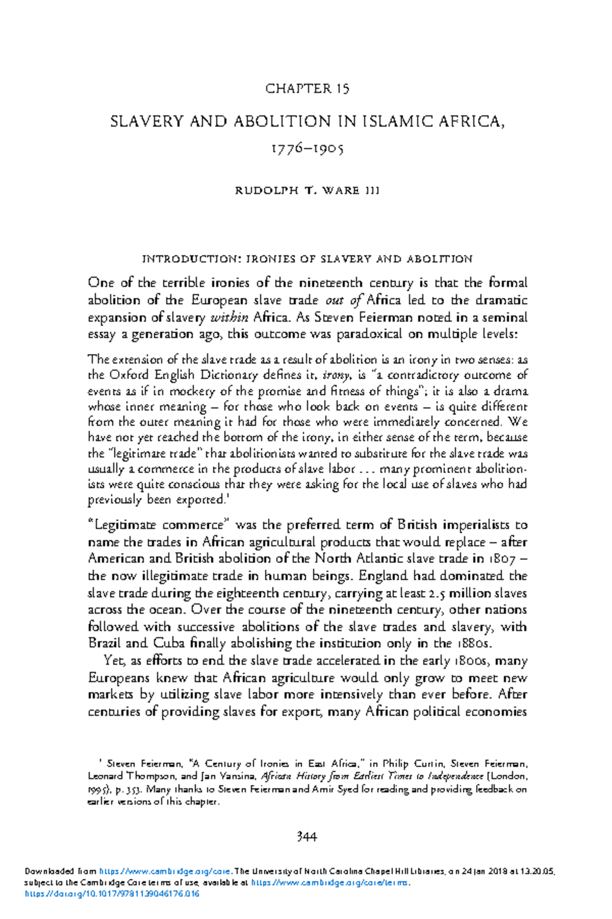 CHAPTER 15: SLAVERY AND ABOLITION IN ISLAMIC AFRICA (1776-1905) - Studocu