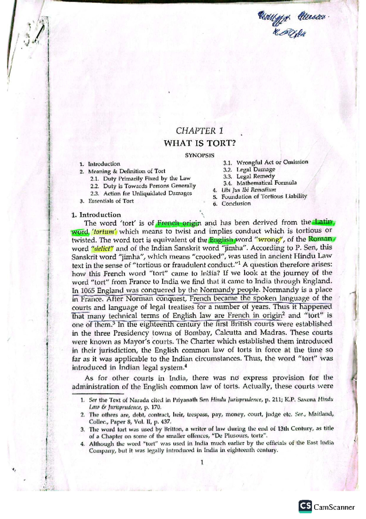 CS 1 Law of Torts: Chapter 1 - Understanding Tort Law Essentials - Studocu