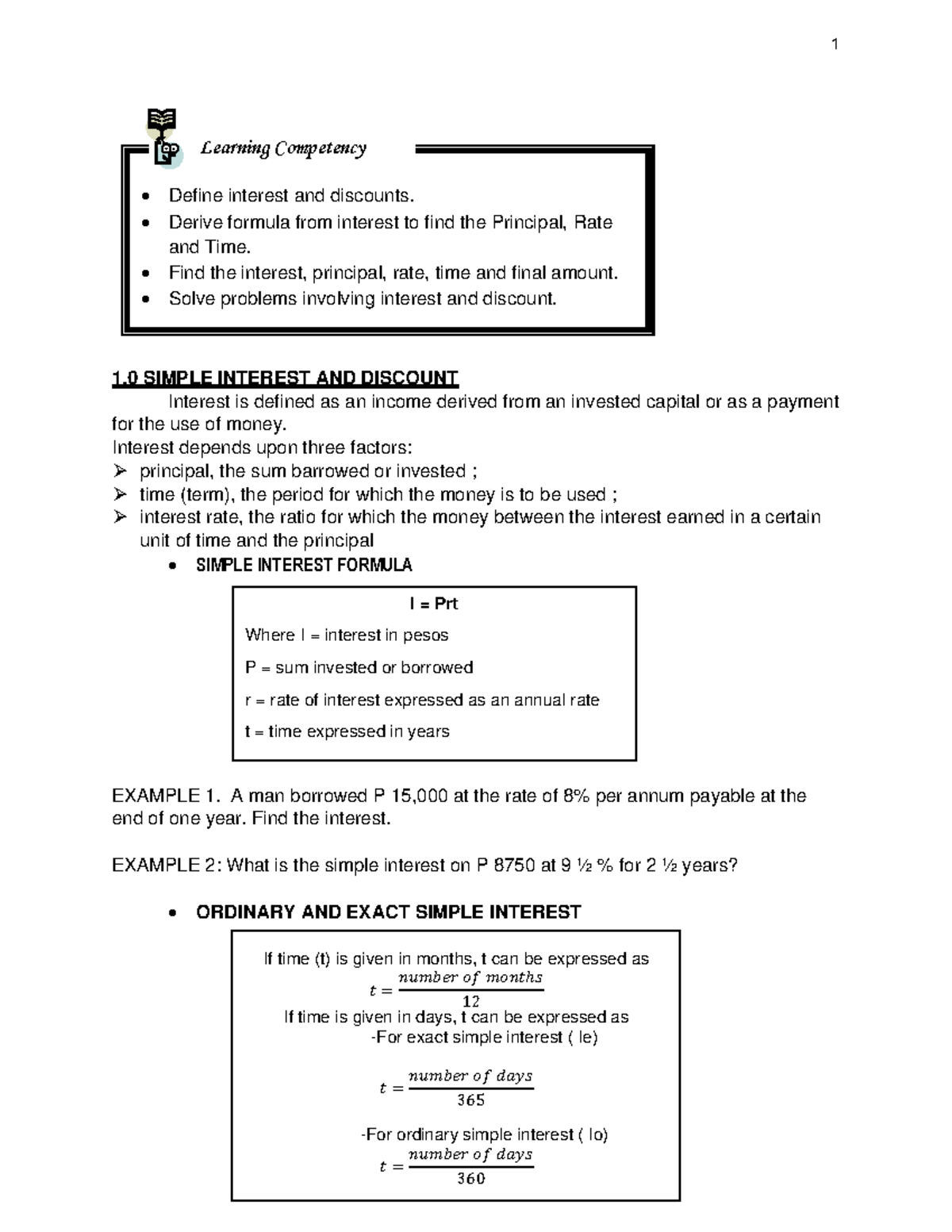 SIMPLE AND COMPOUND INTEREST STUDY GUIDE (MATH 101) - Studocu