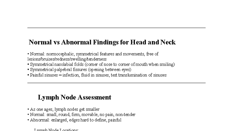 EENT Exam SG1 - Normal vs Abnormal Findings Notes - Studocu