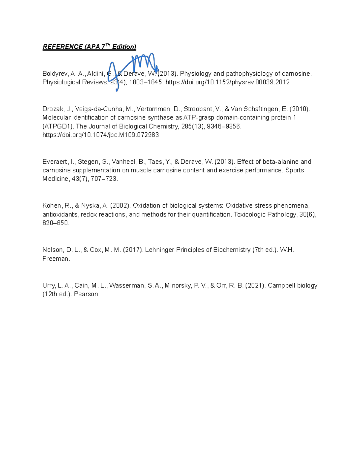 Din - Bio Reference List (APA 7th Edition) - Studocu