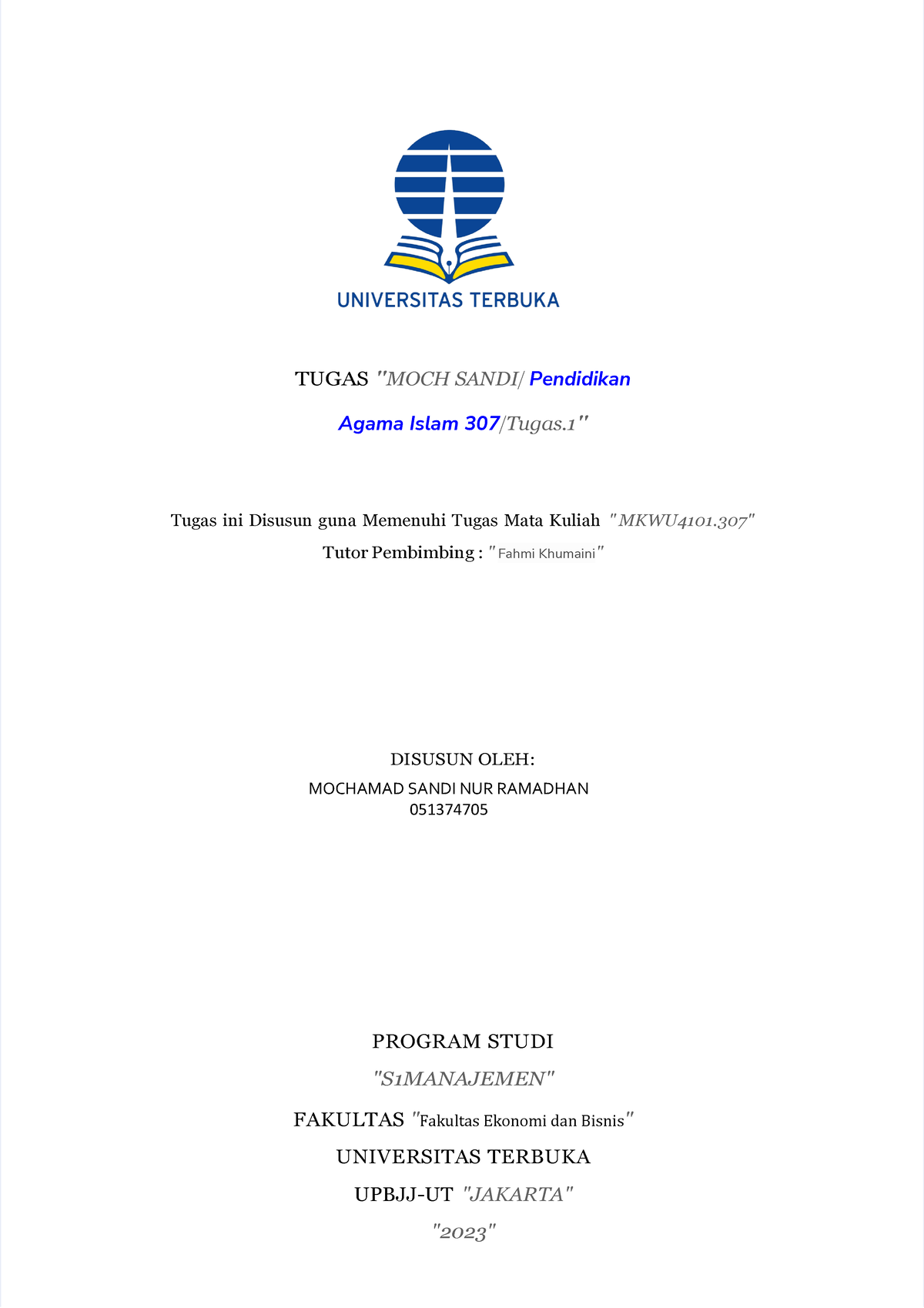 Tugas 1 MKWU4101: Ibadah dan Prinsip Masyarakat Beradab oleh Sandi NUR ...