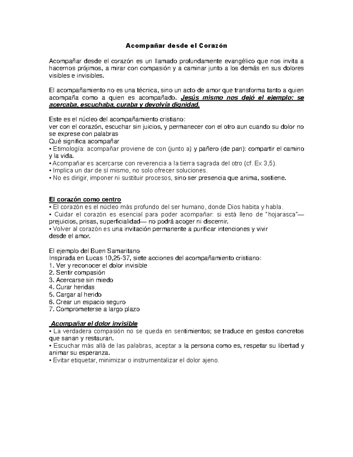 Acompañar desde el Corazón: Un Llamado a la Compasión - Studocu