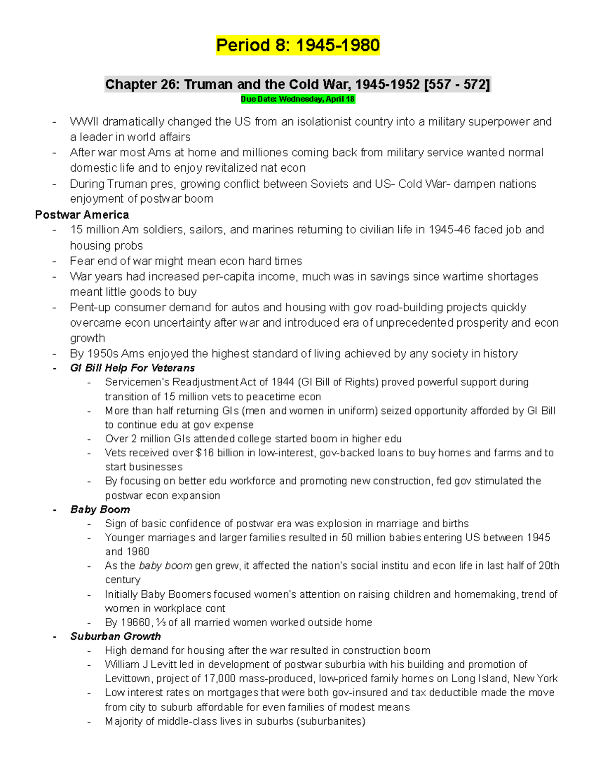 C. Period 8 1945 - 1980 Amsco Note Taking Guide (Ch. 26) - Period 8: ...