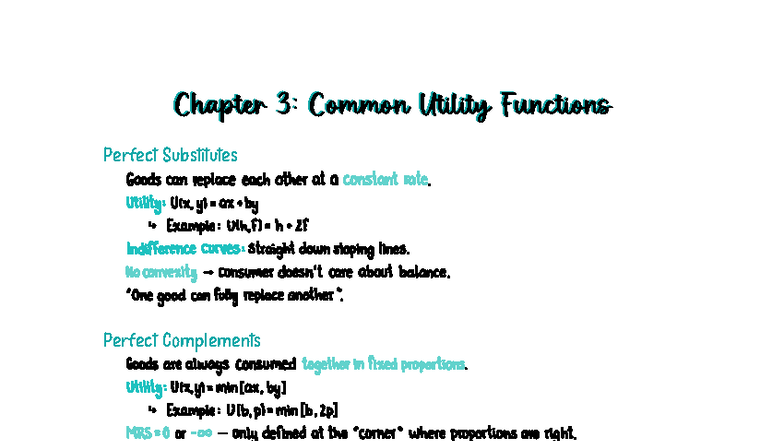 ECON 100A Chapter 3: Utility Functions & Indifference Curves - Studocu