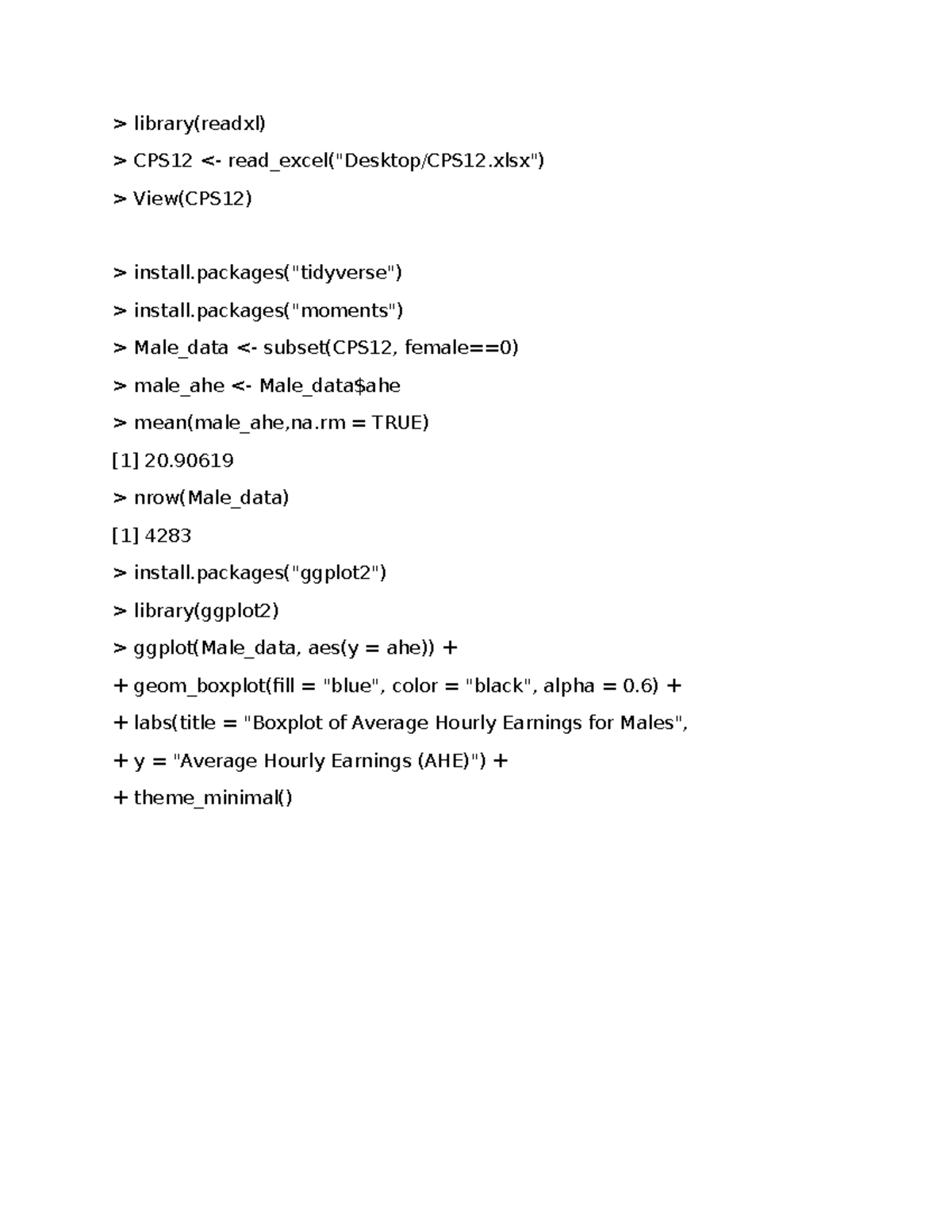 Boxplot code - Box Plot code for a1p1 - > library(readxl) > CPS12