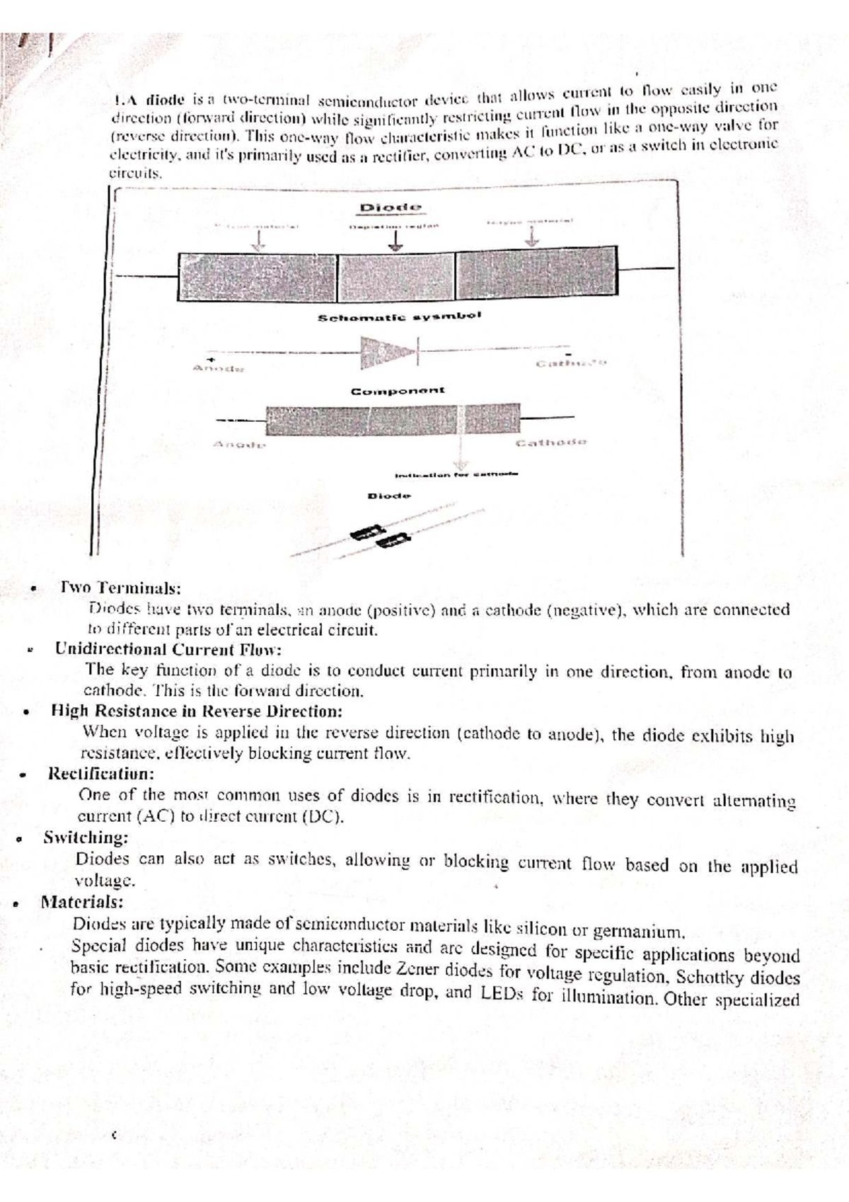 EDC Notes: Understanding Diodes and Their Applications - Studocu