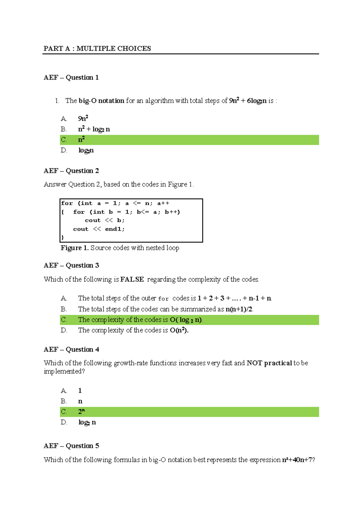 BIG O Notation Exercise: Analyzing Algorithms and Complexity - Studocu