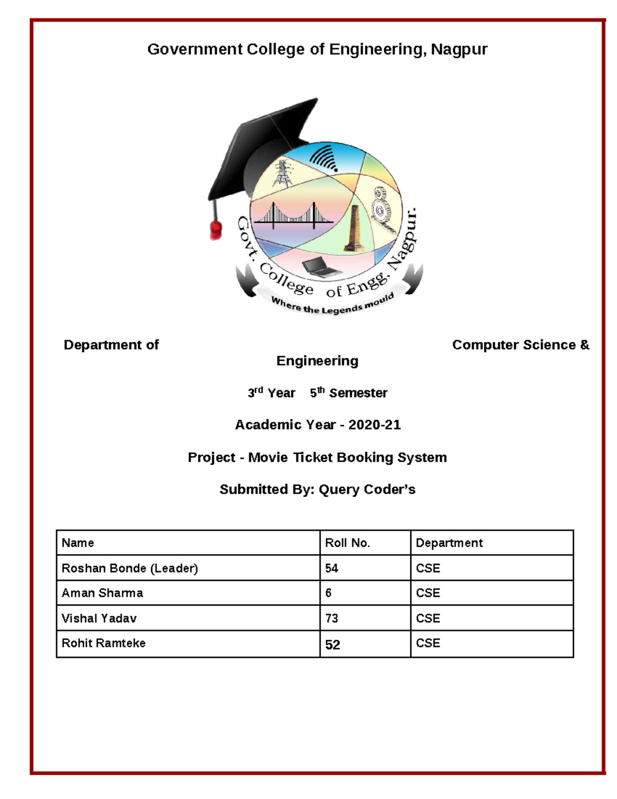 Movie Ticket Booking System Project Report - CSE 3rd Year 2020-21 - Studocu