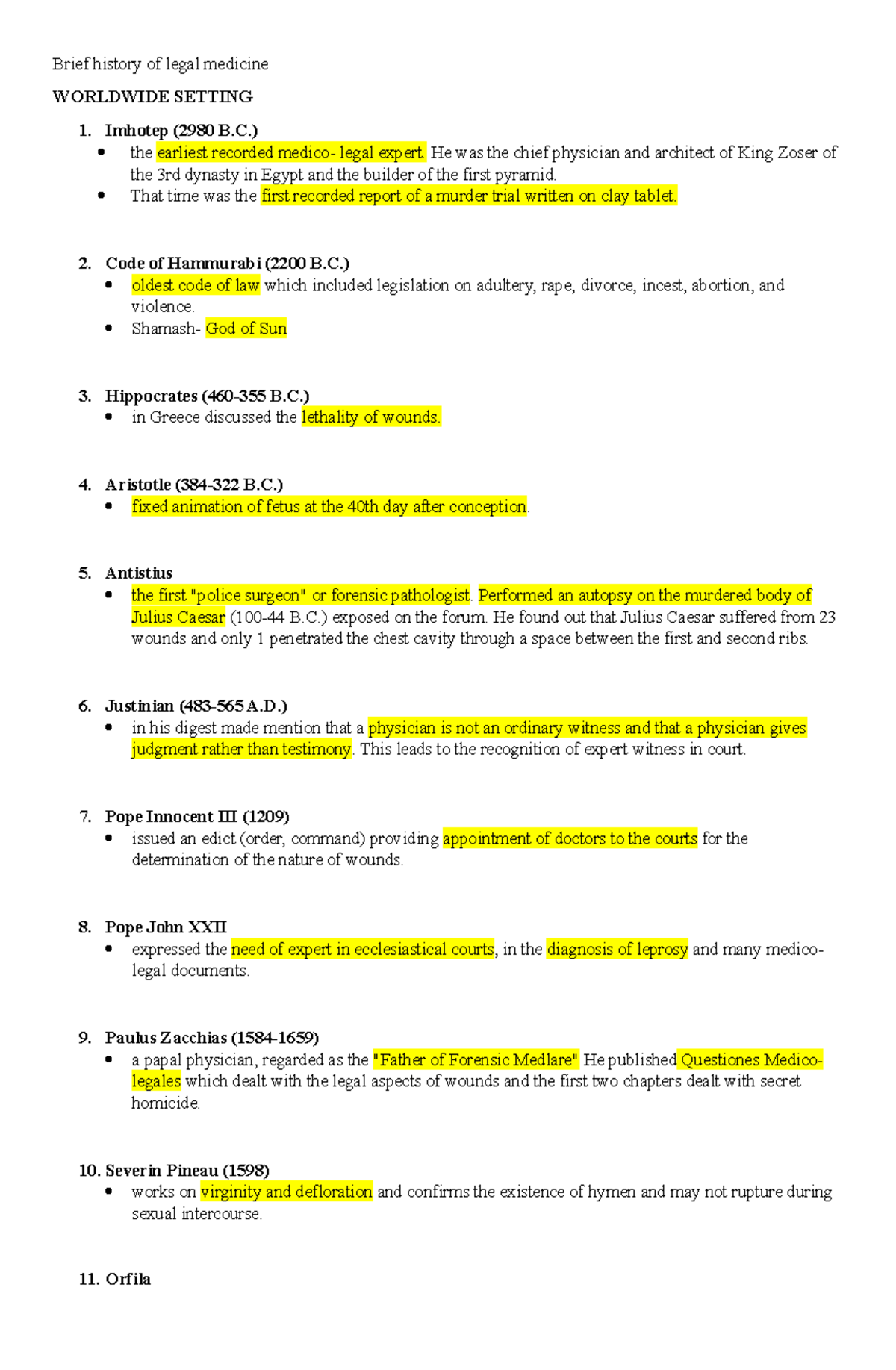 CDI-2 History: Evolution of Legal Medicine Through the Ages - Studocu