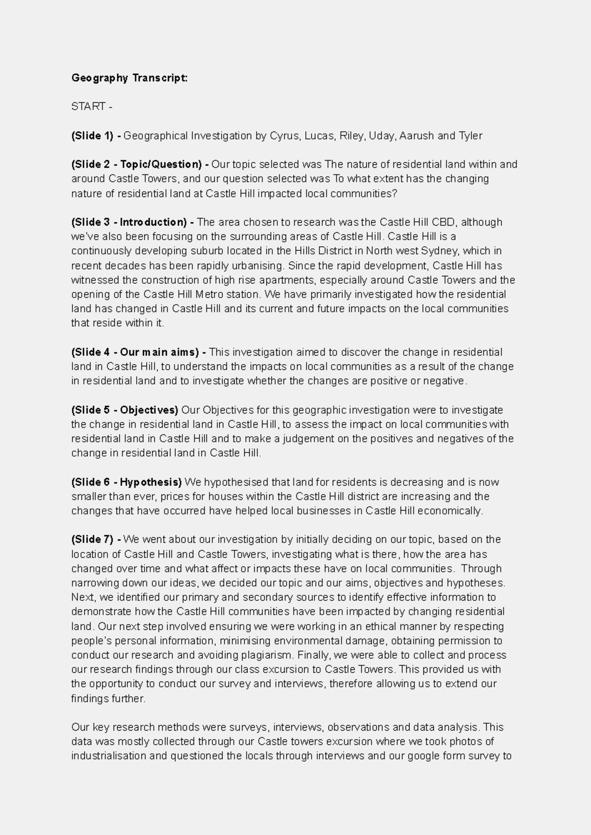 Geo Presentation Transcript - Geography Transcript: START - (Slide 1 ...