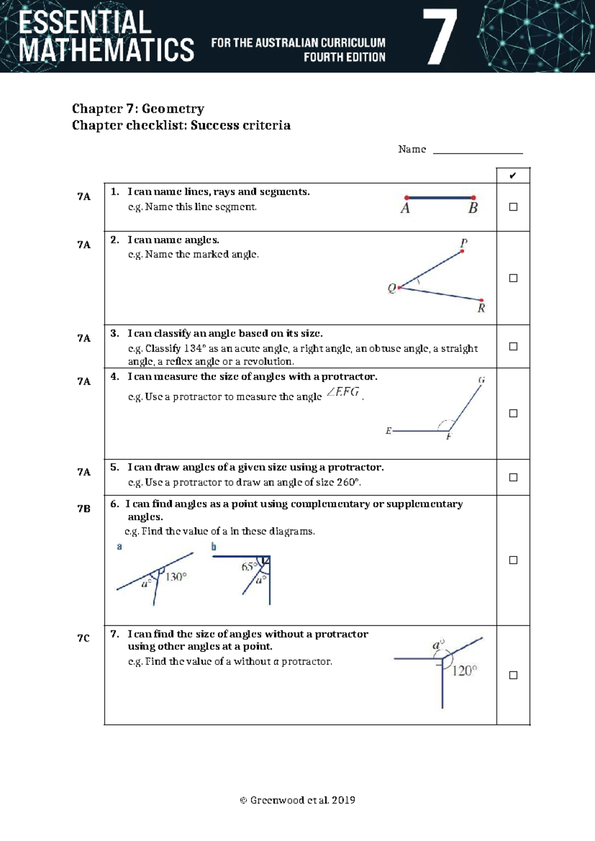 INTERN AL Geometry Chapter 7: Success Criteria Checklist - Studocu