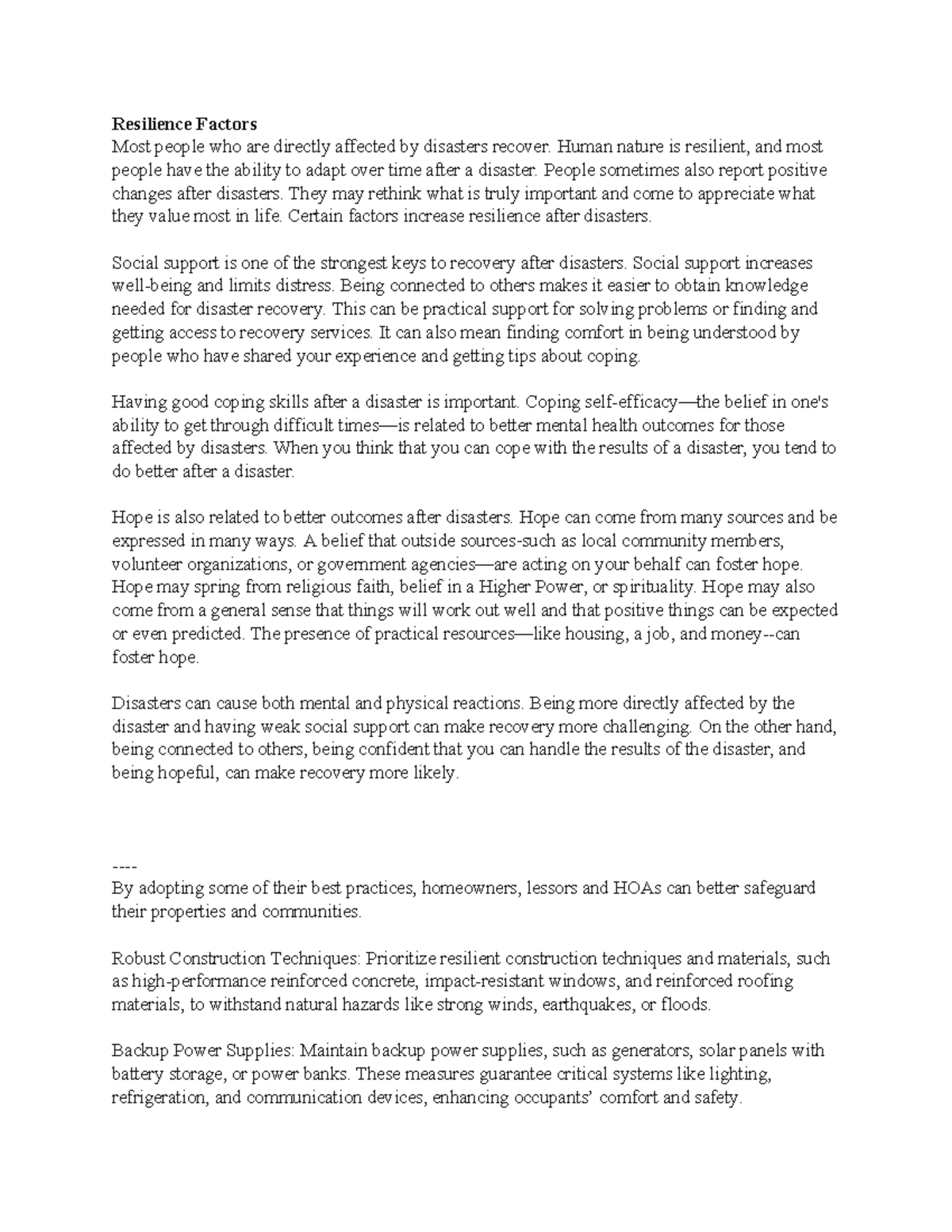Resilience Factors: Reflection Paper Notes on Disaster Nursing - Studocu