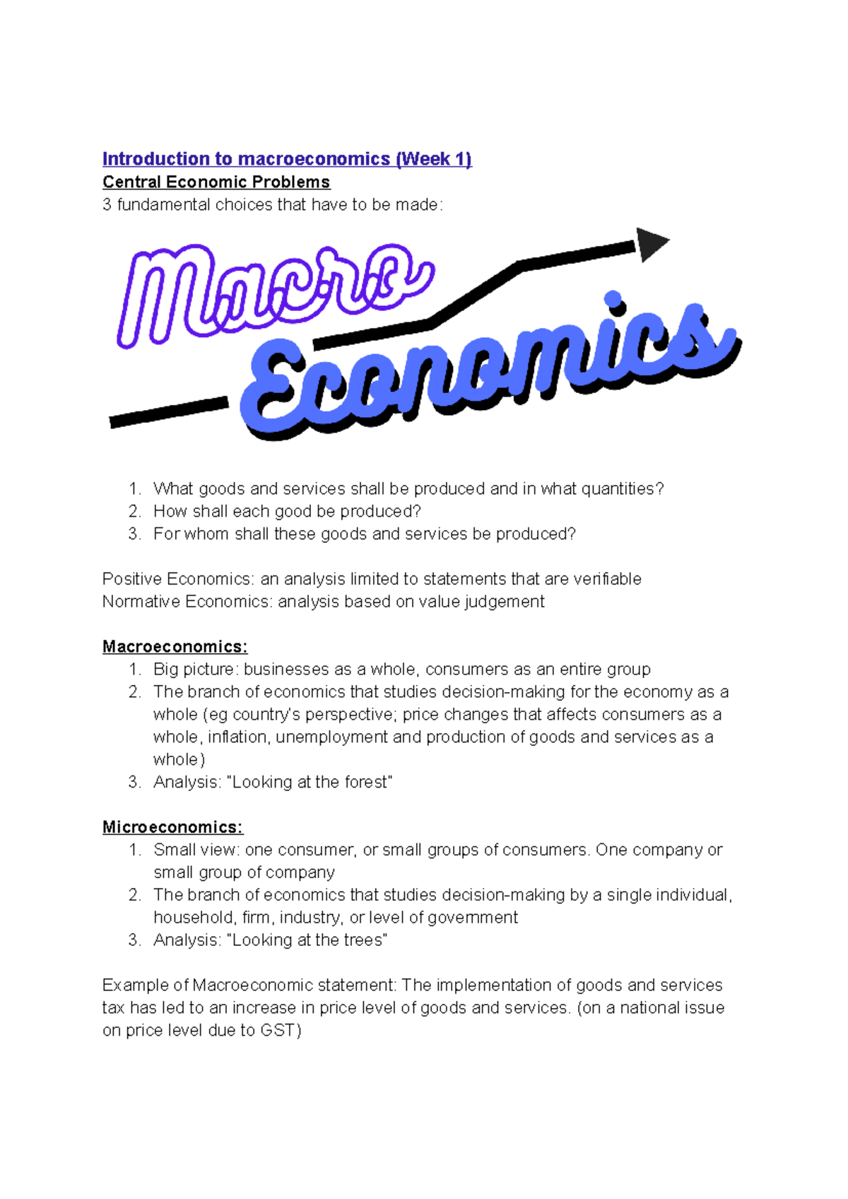 NYP Macroeconomics Lecture Notes: Week 1-3 Overview - Studocu
