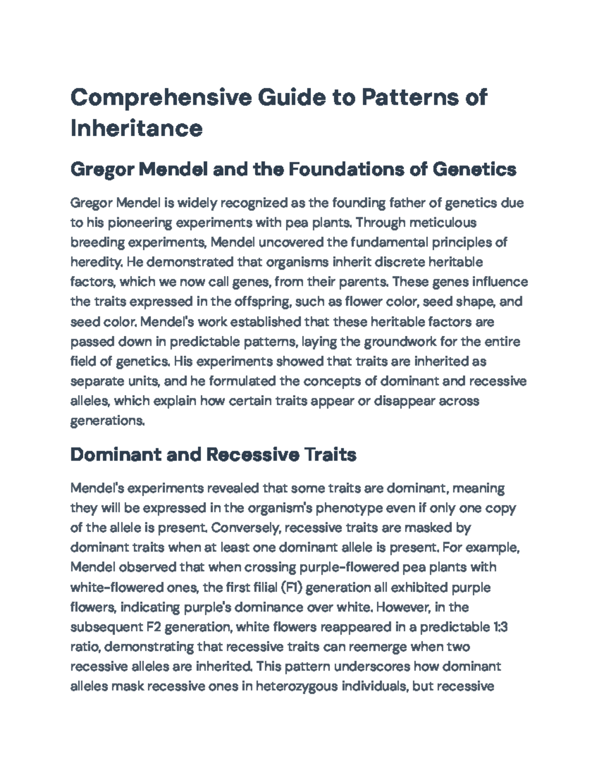 Comprehensive Guide to Genetic Inheritance: Mendelian Principles - Studocu