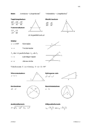 Nedladdning - En formelsamling for Ma3c Naturvetenskap - 1(6) Formelblad matematik 3 Algebra ...