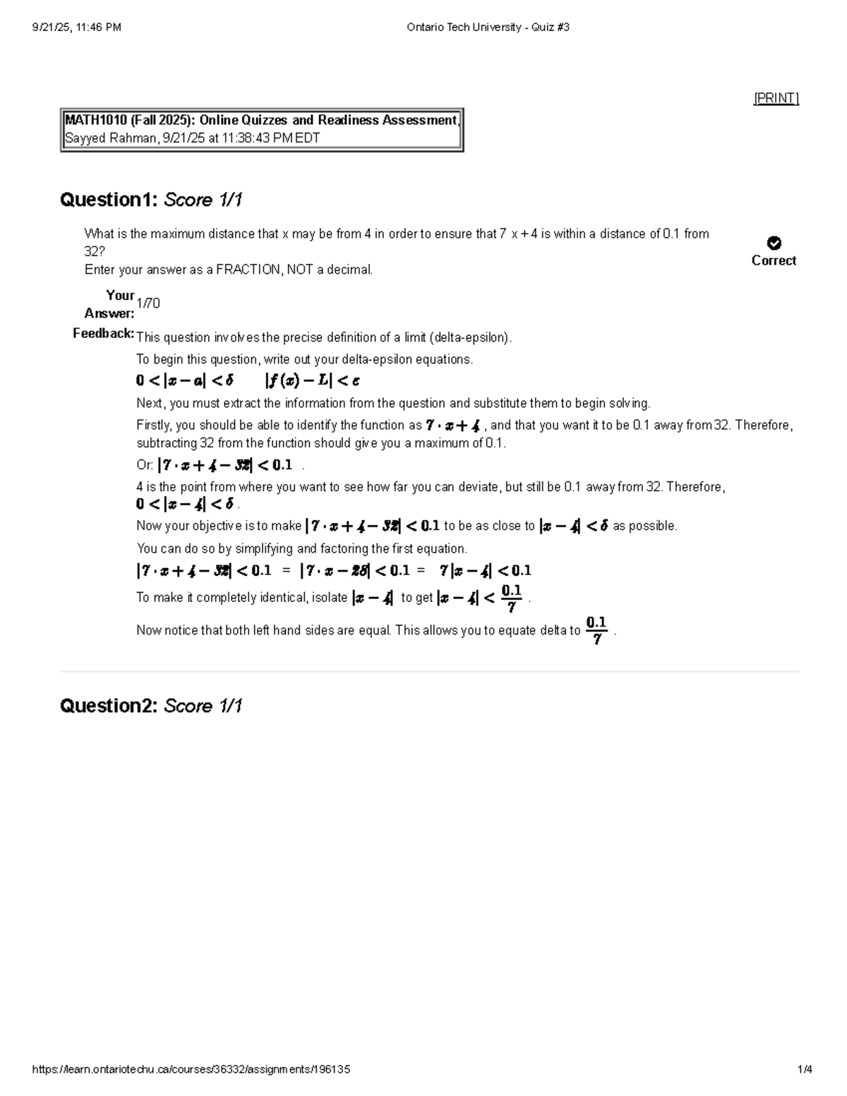 MATH1010 Fall 2025 Quiz: Online Quizzes & Readiness Assessment - Studocu