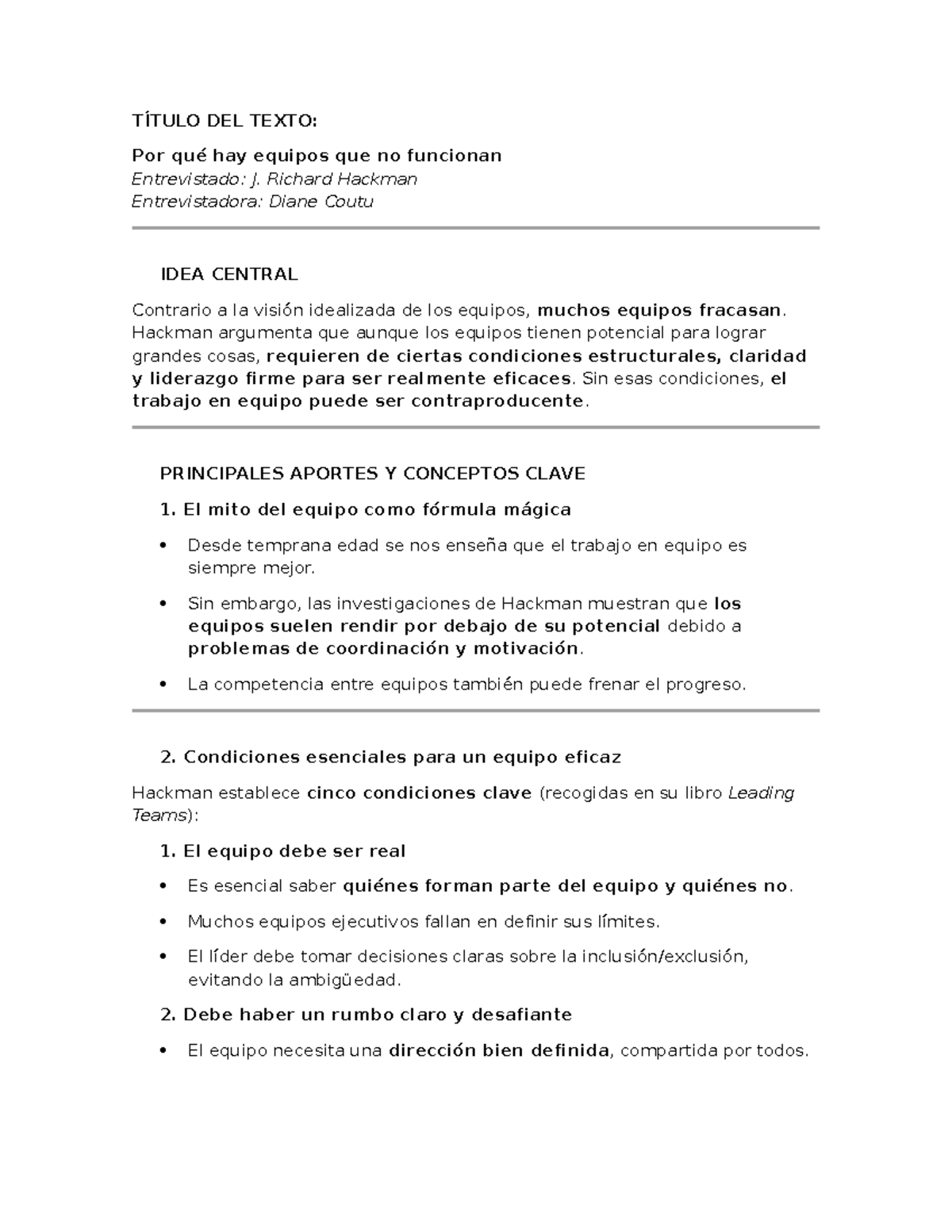Análisis de Equipos Eficaces: Lecciones de J. Richard Hackman (Control ...