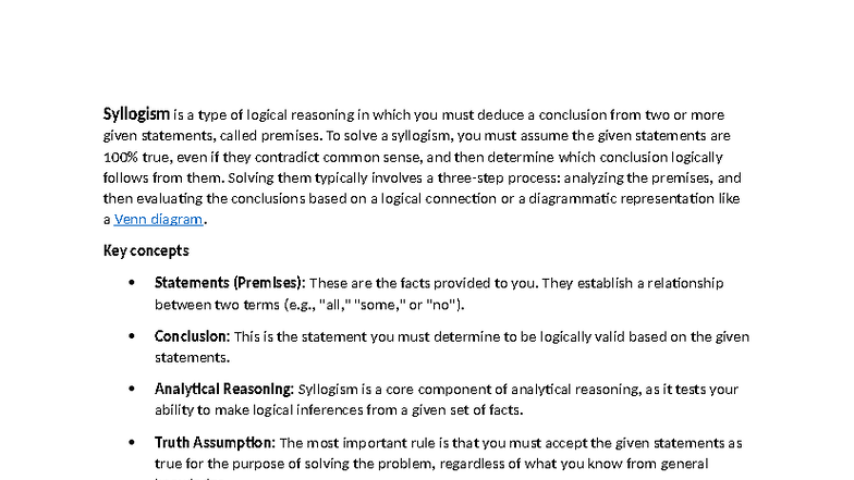 Syllogism: Methods and Study Guide for Logical Reasoning - Studocu