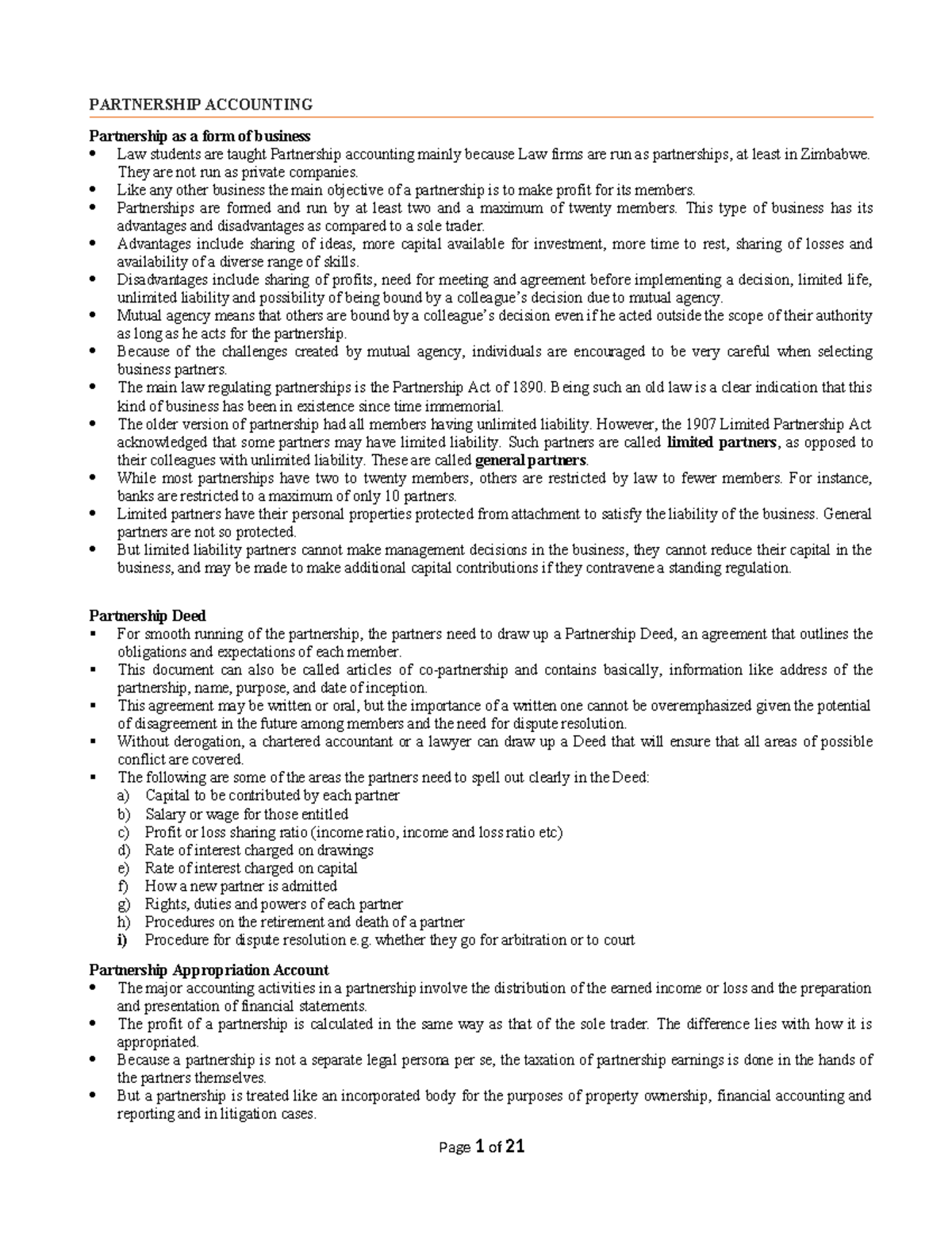 Partnership Accounting Overview: Key Concepts and Challenges - Studocu