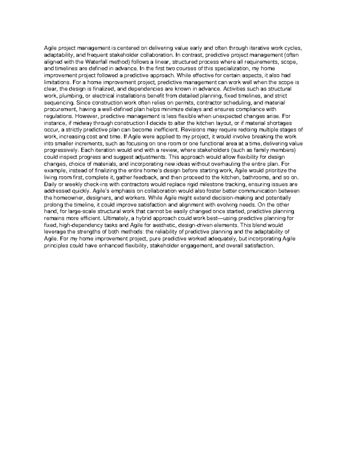 Agile vs Predictive Project Management: A Comparative Analysis - Studocu