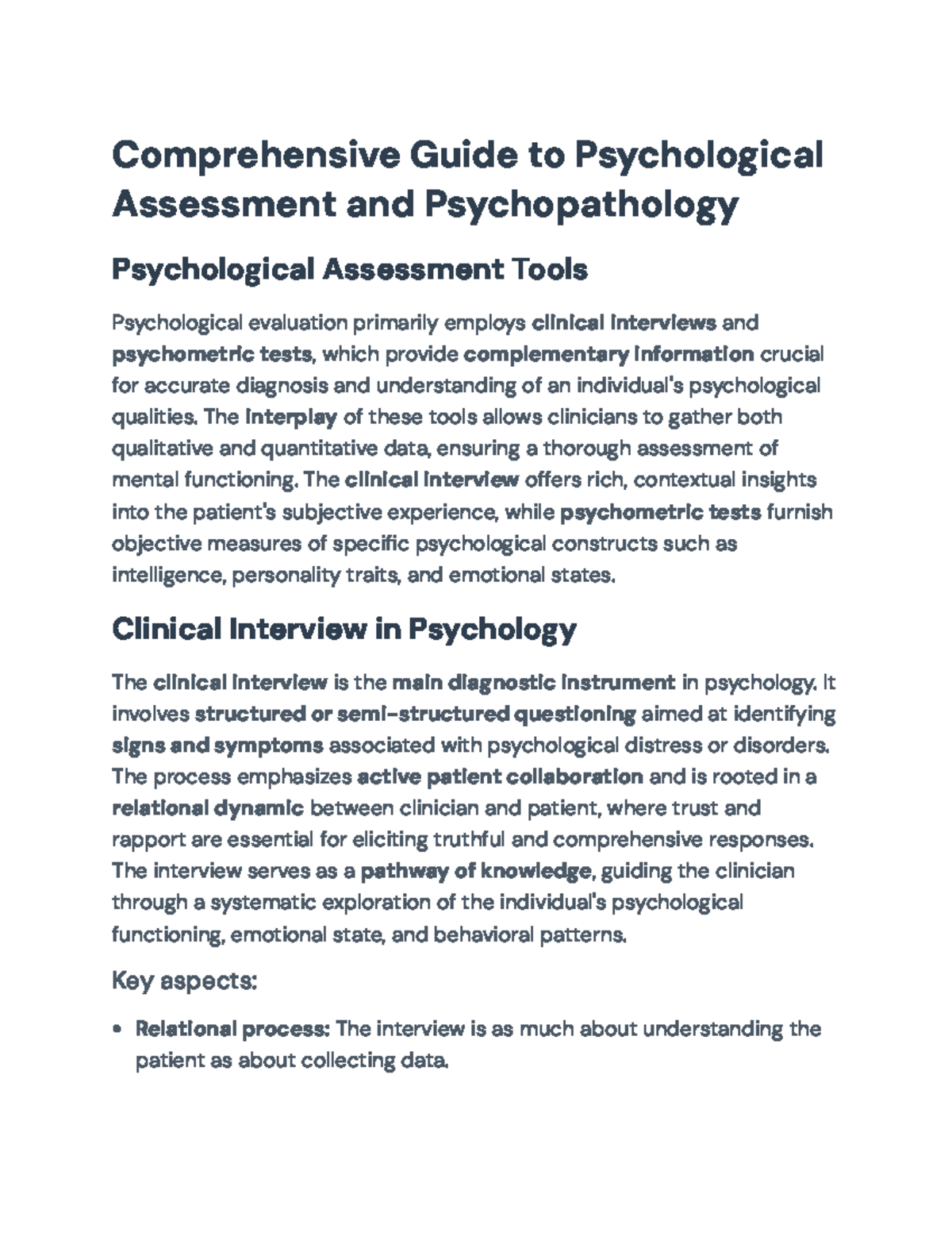Comprehensive Overview of Psychological Assessment and Psychopathology ...