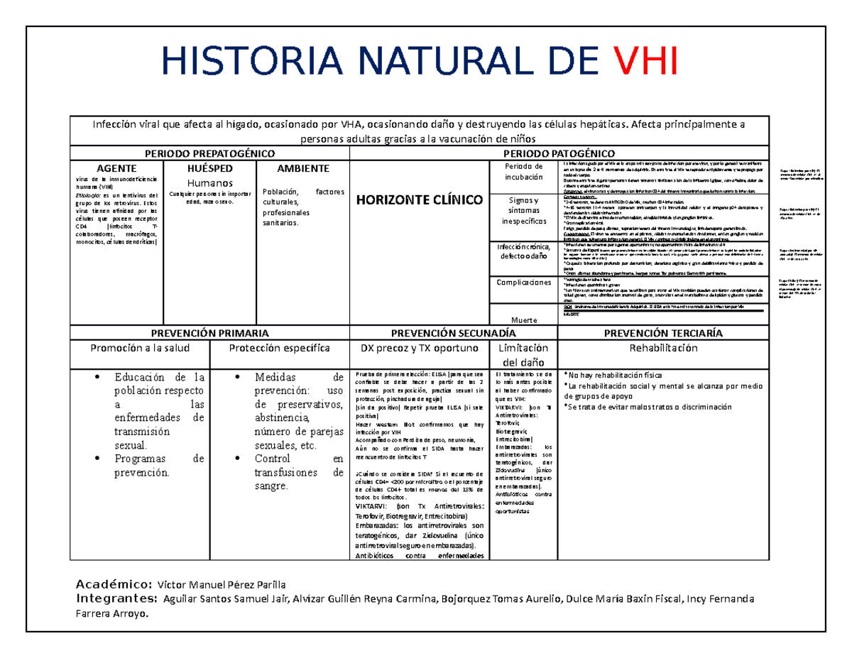 HNE VIH Equipo 3 - Historia natural de la enfermedad - HISTORIA NATURAL DE VHI Infección viral ...