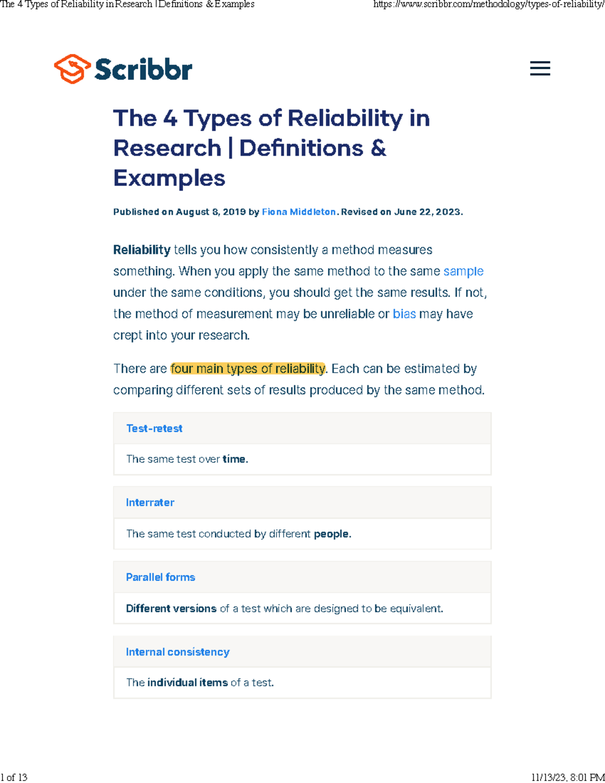 (6)1-Understanding the 4 Types of Reliability in Research: Def & Examp ...