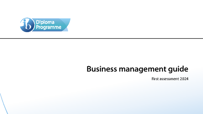 IB Business Management Guide: First Assessment 2024 - Studocu