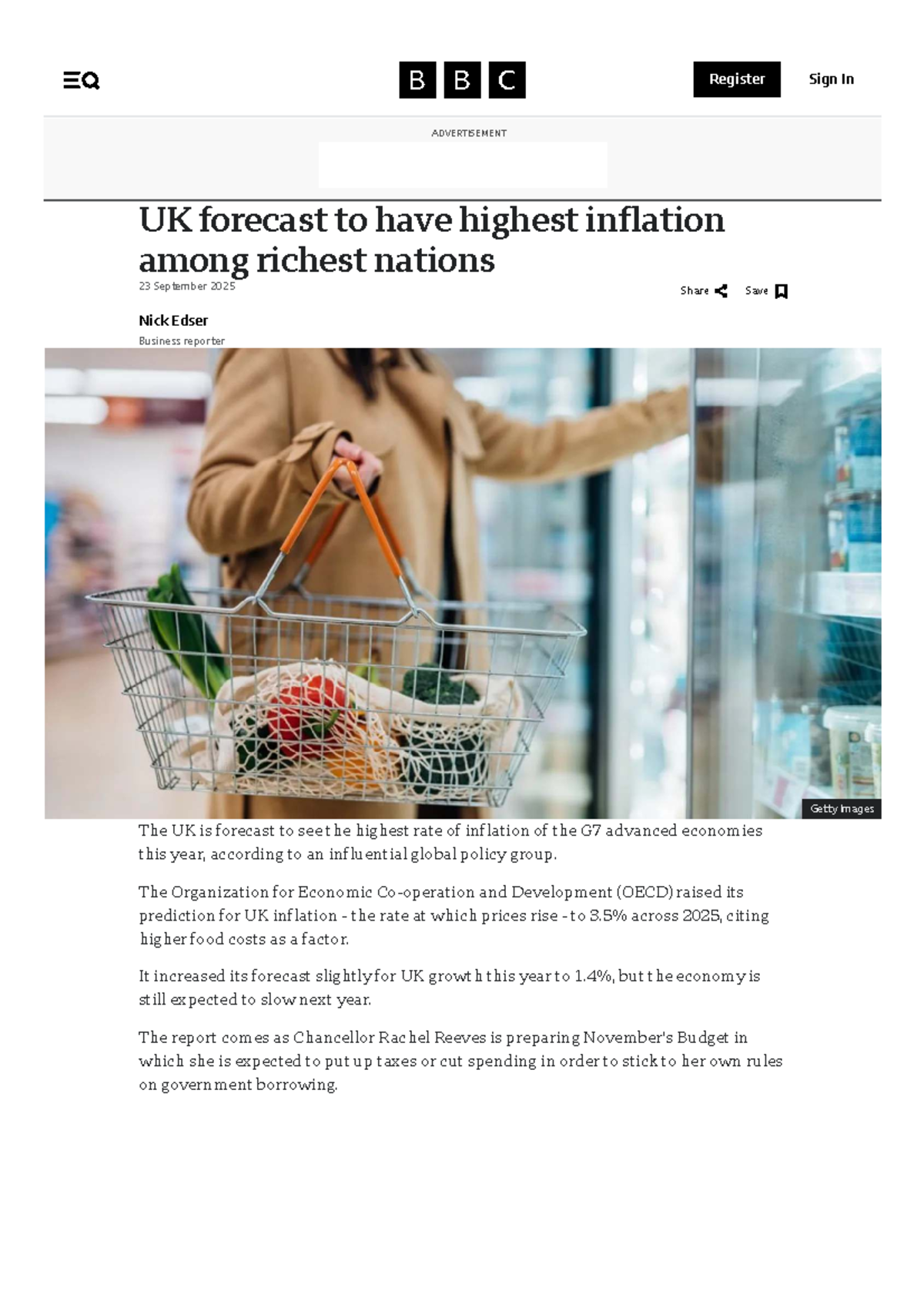 UK Inflation Forecast 2025: G7's Highest Rate Predicted - Studocu