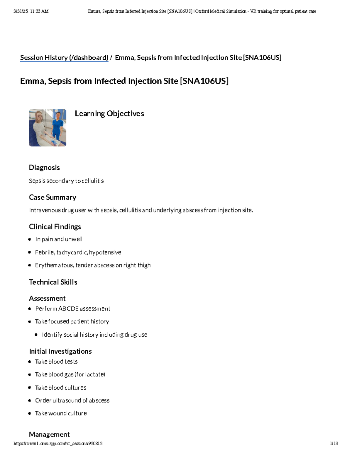 Emma's Sepsis Case Study [SNA106US]: VR Training Insights and ...