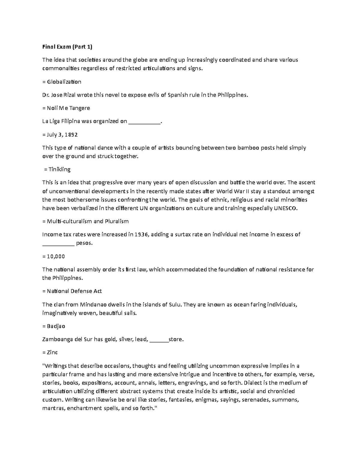 GE6101 - Final Exam Insights and Key Concepts (Part 1) - Studocu