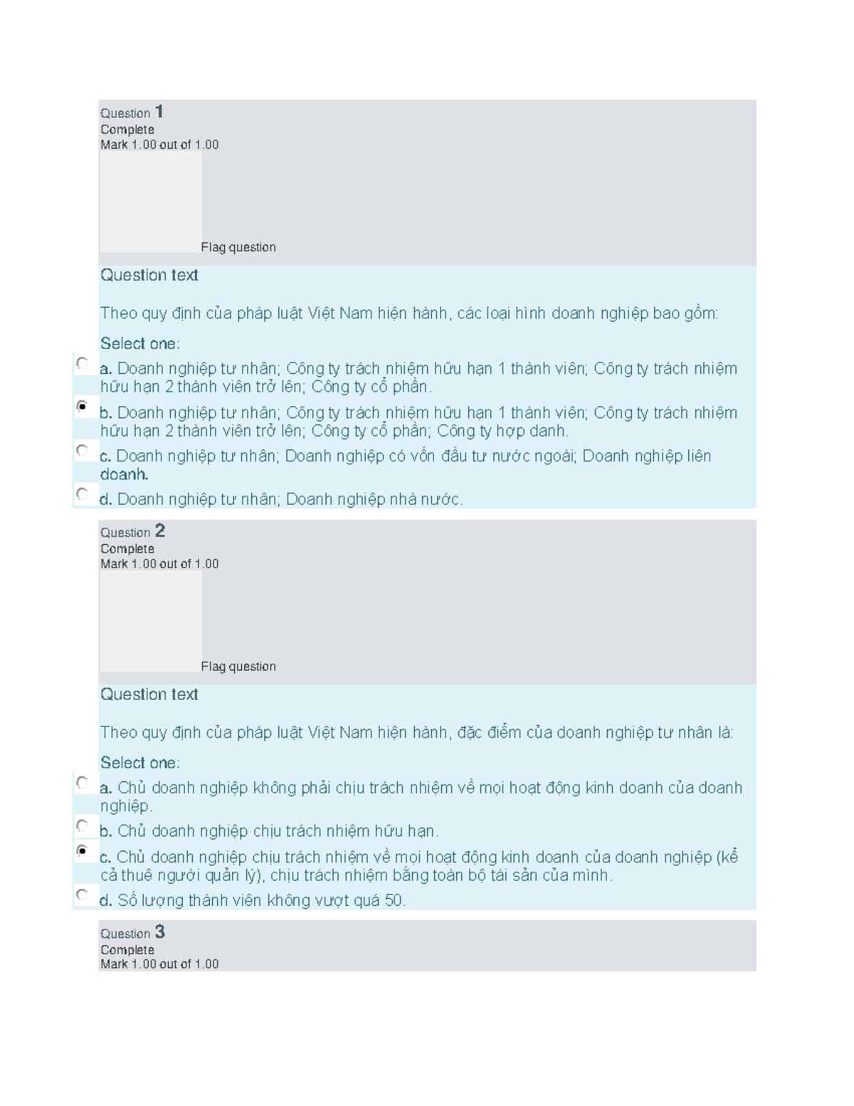 QUIZZ CHƯƠNG 1-8 - Question 1 Complete Mark 1 out of 1. Flag question ...