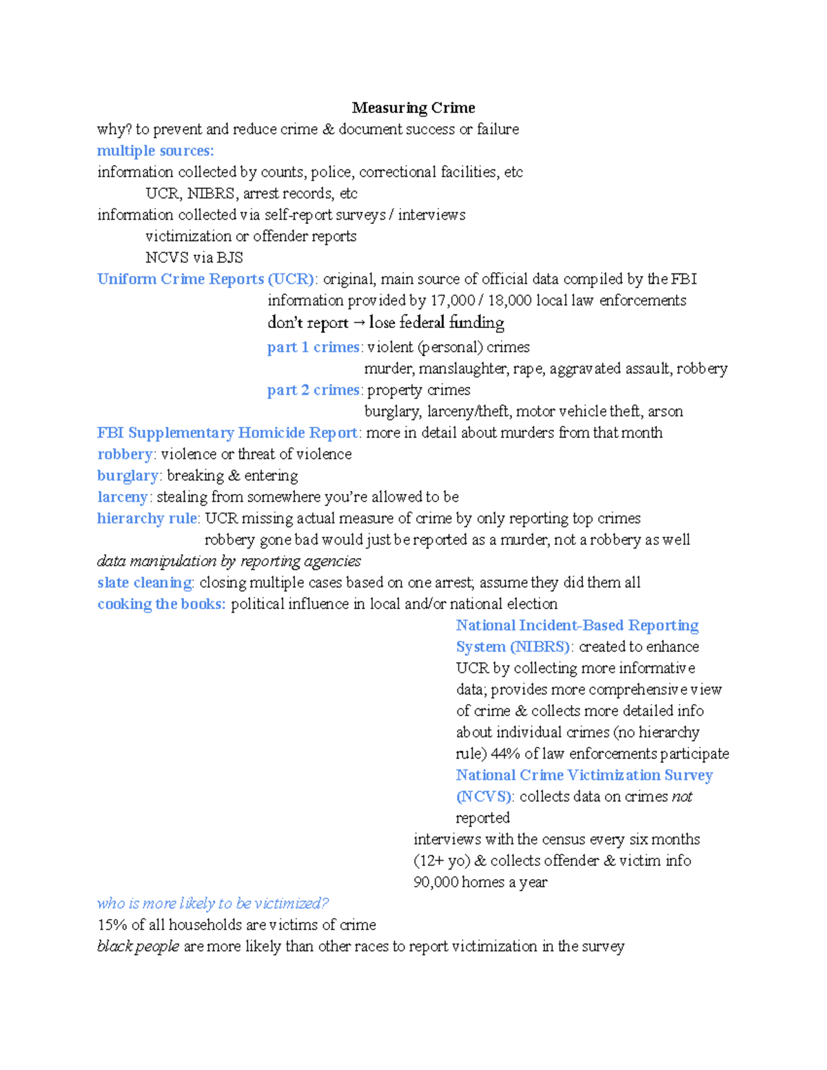 06: Measuring Crime notes - Measuring Crime why? to prevent and reduce ...