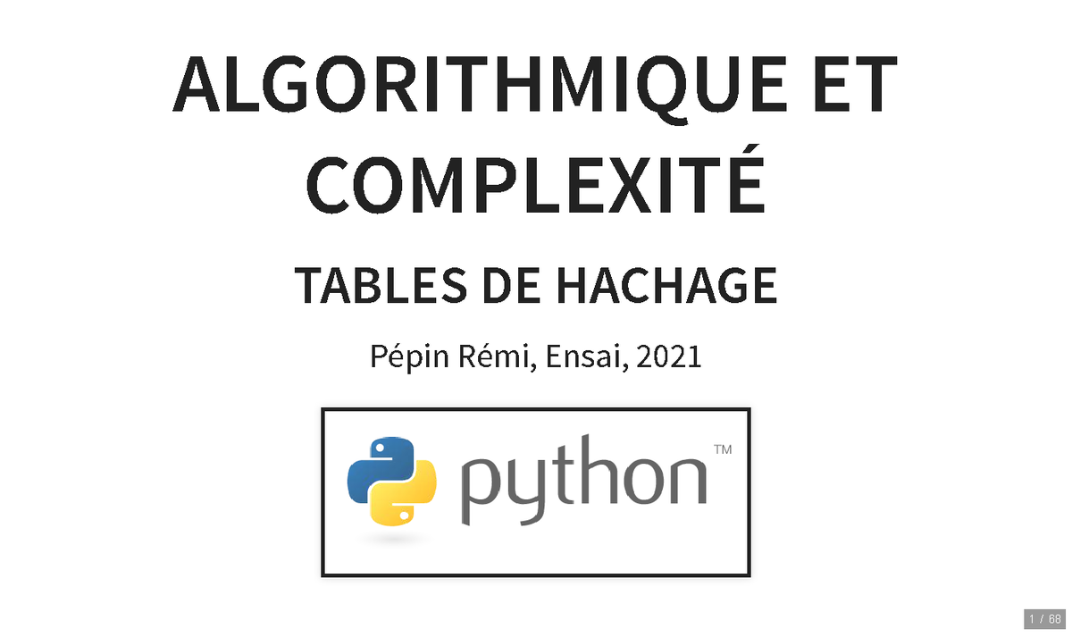 CM5 - Algorithmes et Complexité : Tables de Hachage et Structures de ...