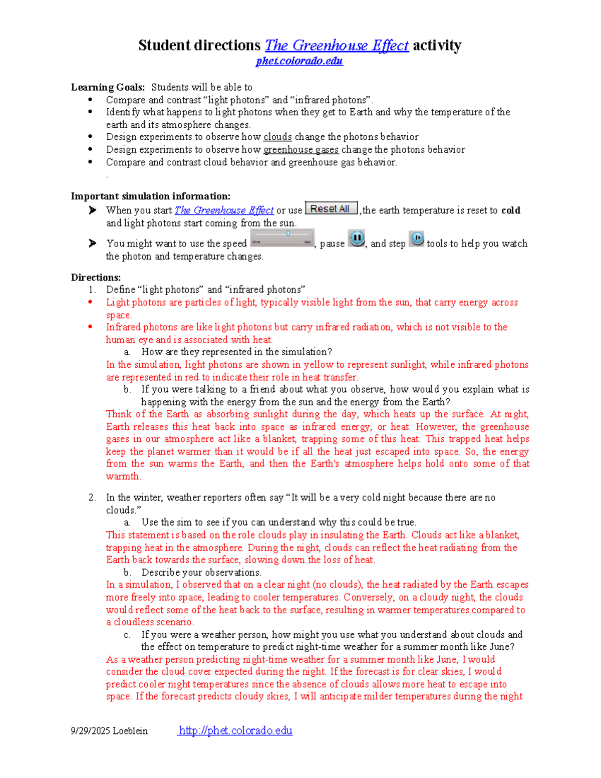 Greenhouse Effect Activity Directions (PHET Simulation) - Studocu