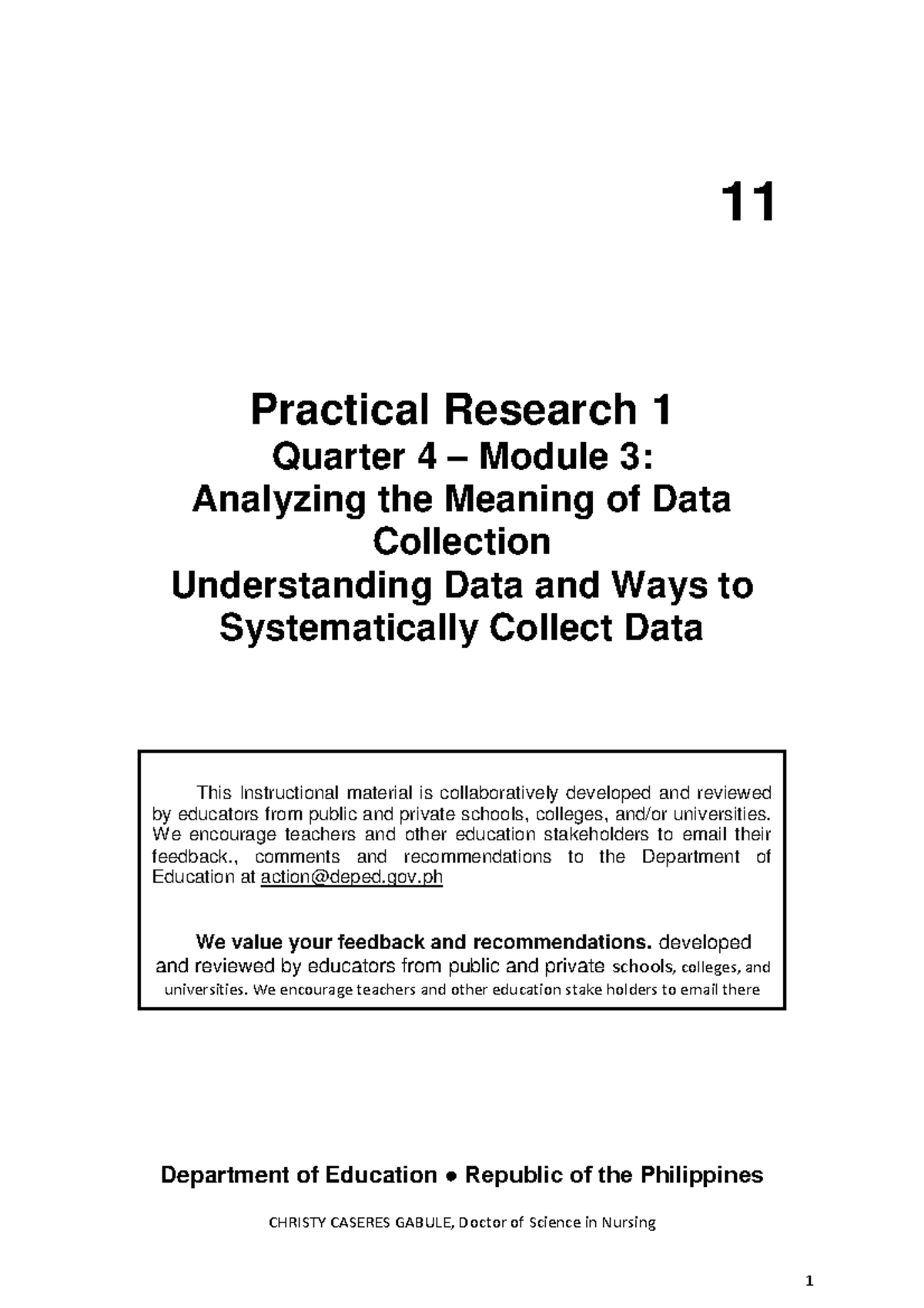 Q4 Prac Res 1: Module 3 - Data Analysis & Conclusion Strategies - Studocu