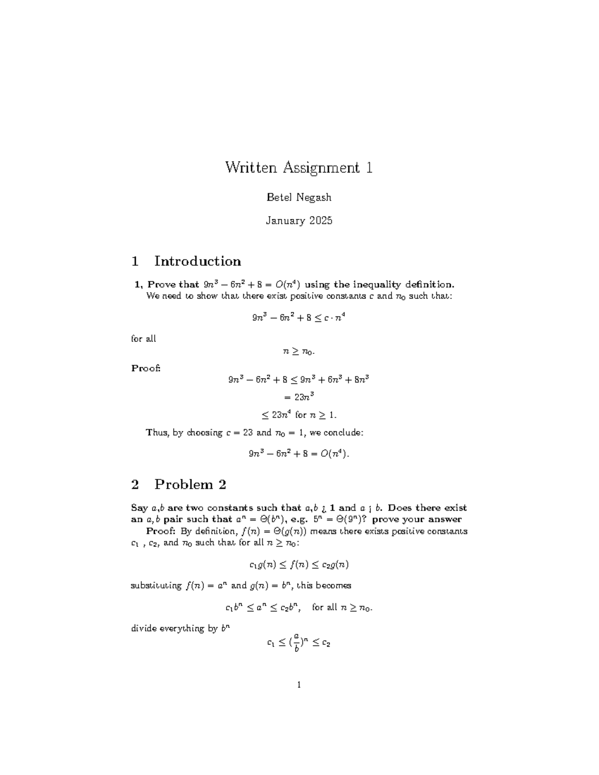 Written Assignment 1 - Big O Notation and Sorting Algorithms - Studocu