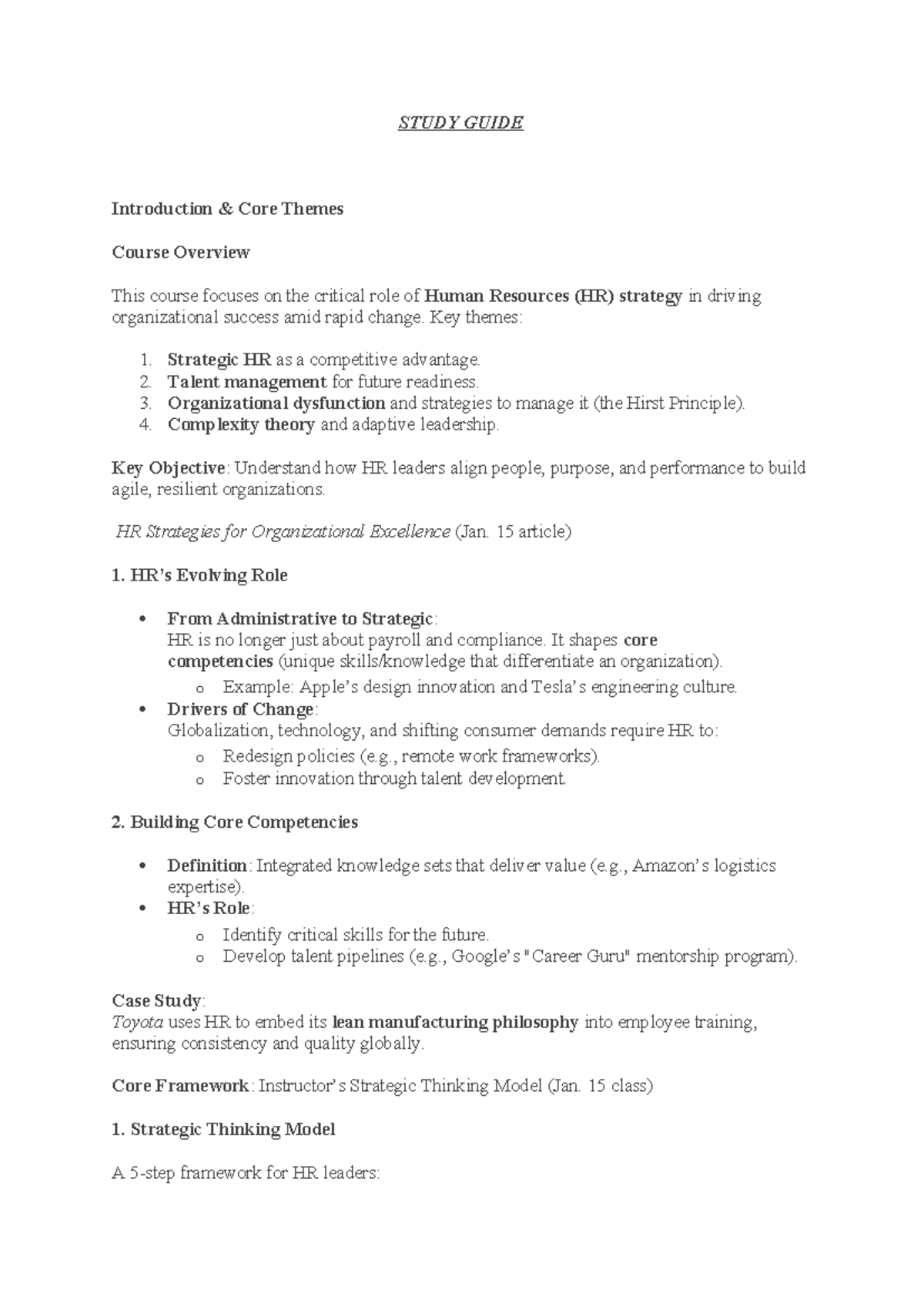 Strategic HRM study guide: Agility, complexity, and organizational ...