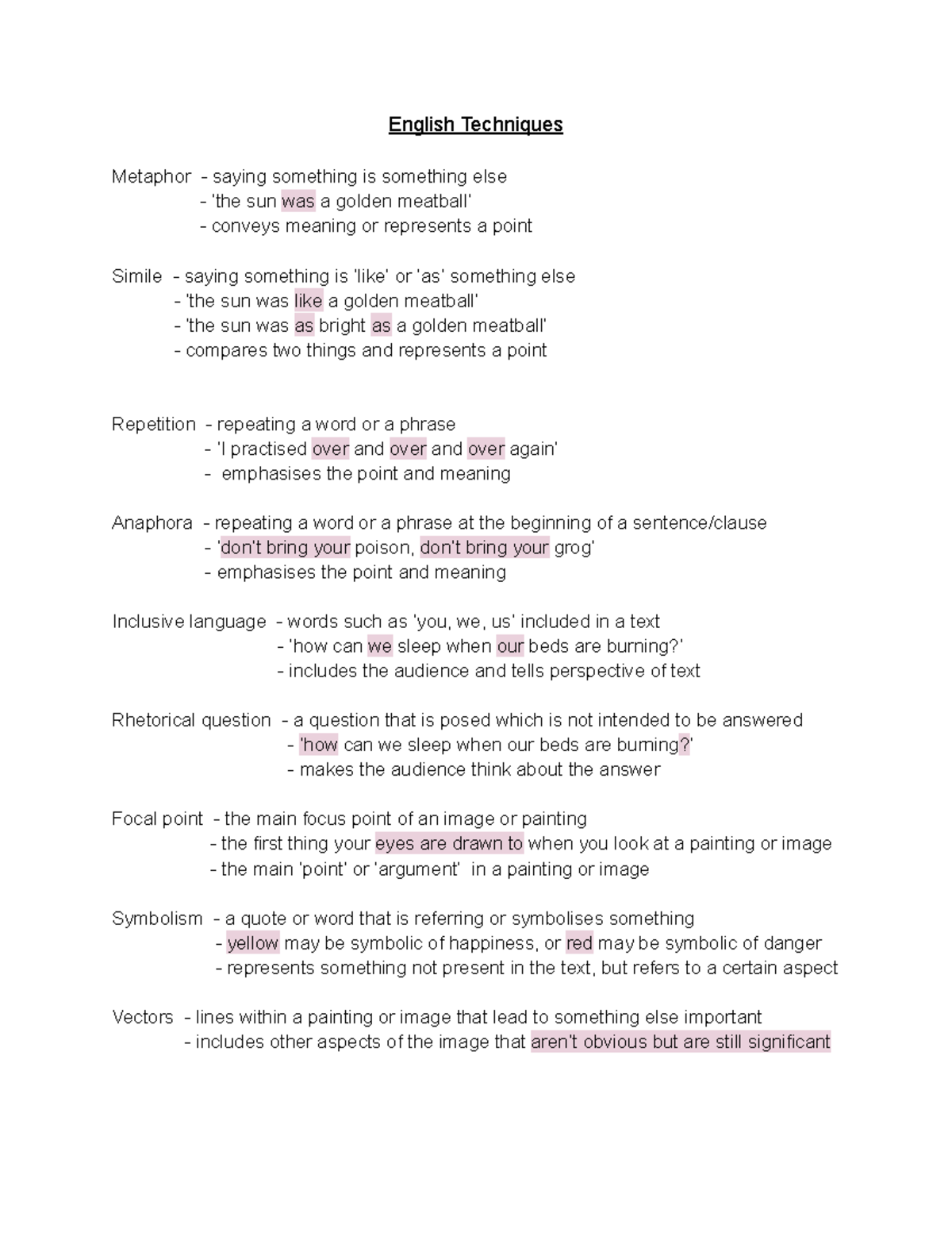 English Techniques for Essays: Metaphor, Simile, and More - Studocu